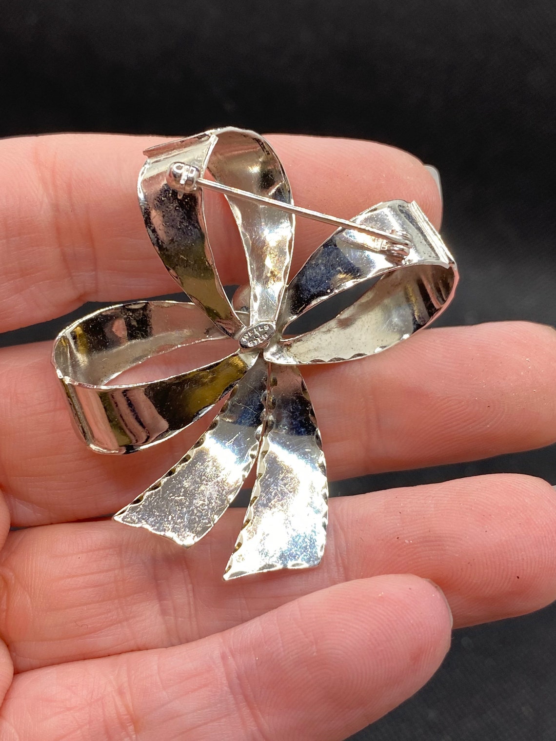 Vintage Bow Pin Marked Wells Sterling - Etsy