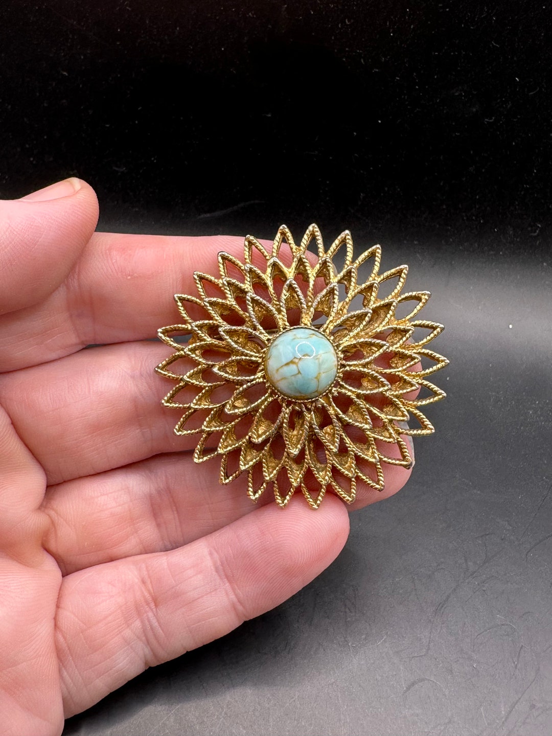 Vintage Mid Century Modern MCM Atomic Age Starburst Stone Pin - Etsy
