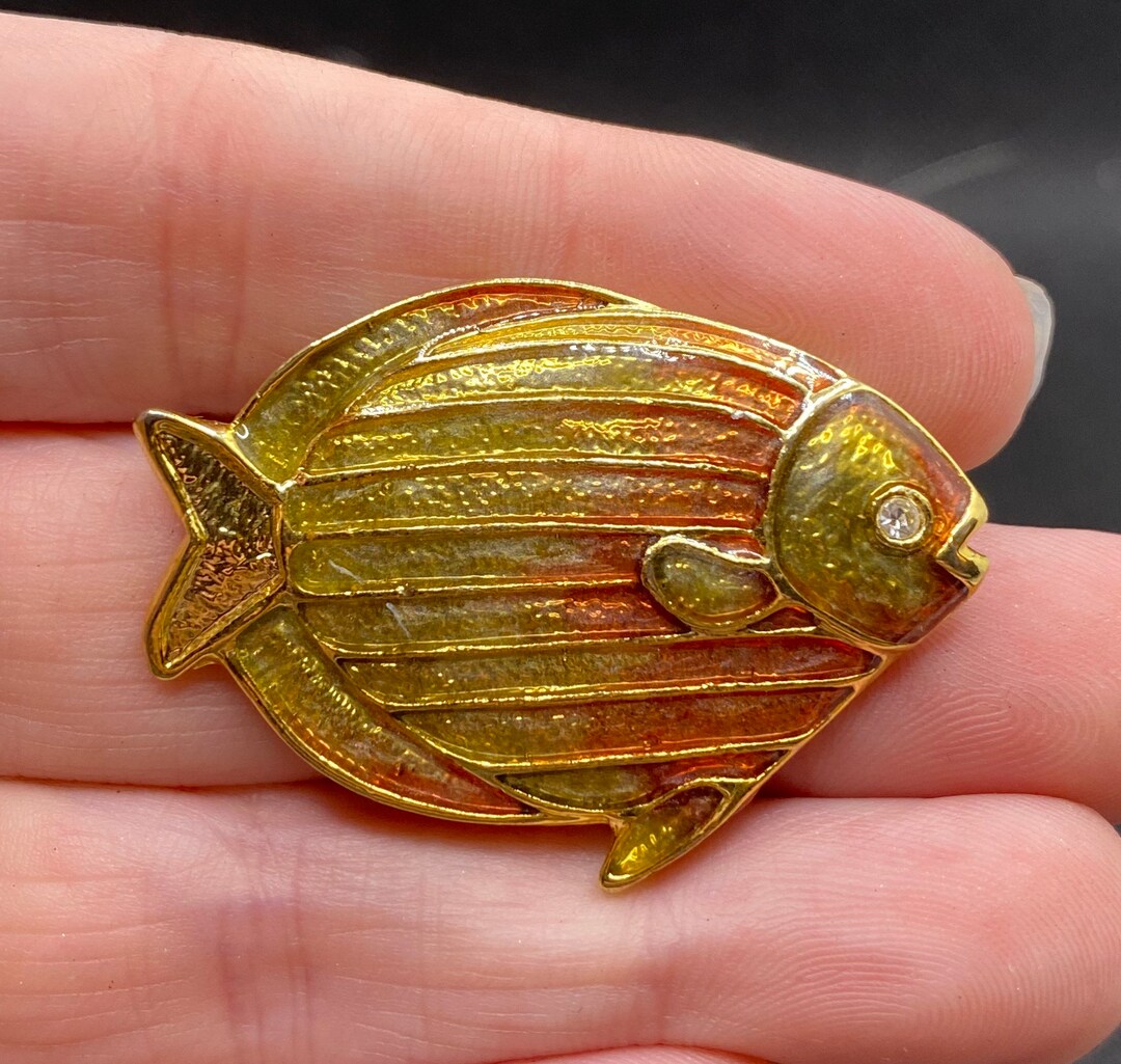 Vintage Enamel Fish Pin - Etsy