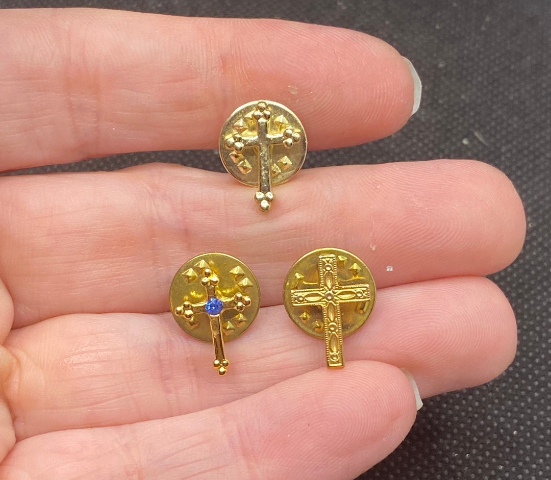 Vintage Trio of Tiny Cross Religious Type Pins - Etsy