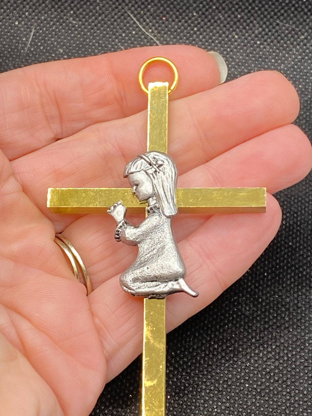 Vintage Praying Child Cross Oversized Pendant - Etsy