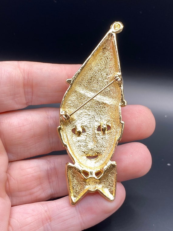 Vintage French Style Crying Tears Enamel Clown Pin - Gem