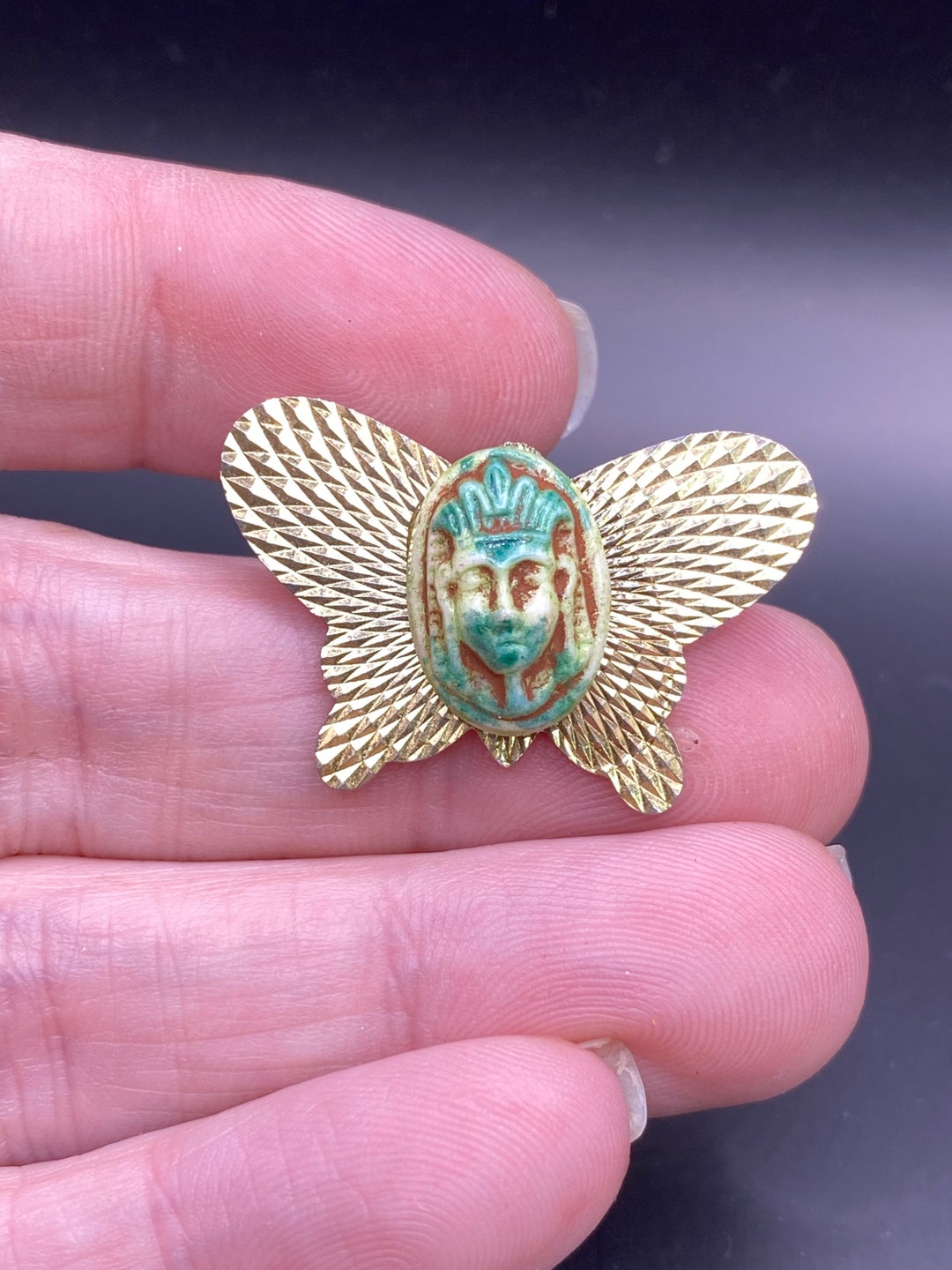 Vintage Butterfly Egyptian Pharaoh Pin - Etsy