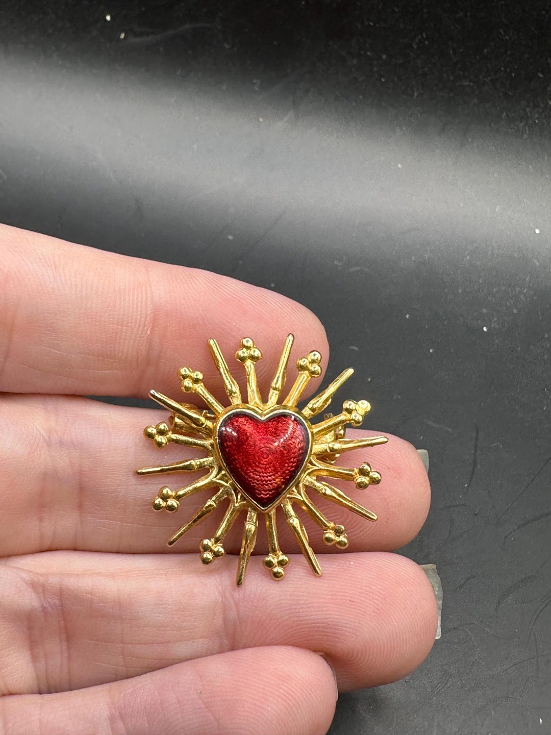 Vintage Sacred Heart Enamel Pin - Etsy