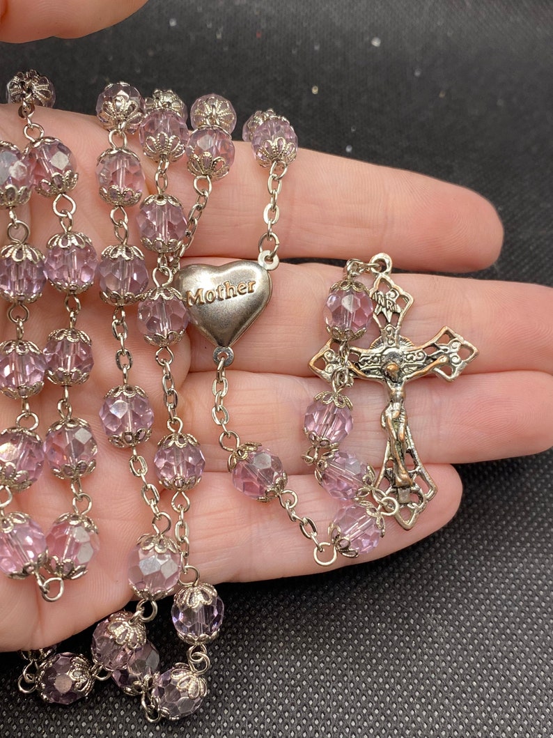 Vintage Rosary With Crucifix With Heart Locket Mother Themed - Etsy