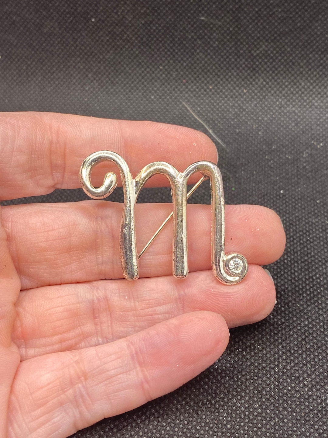 Vintage Letter M Initial Pin - Etsy