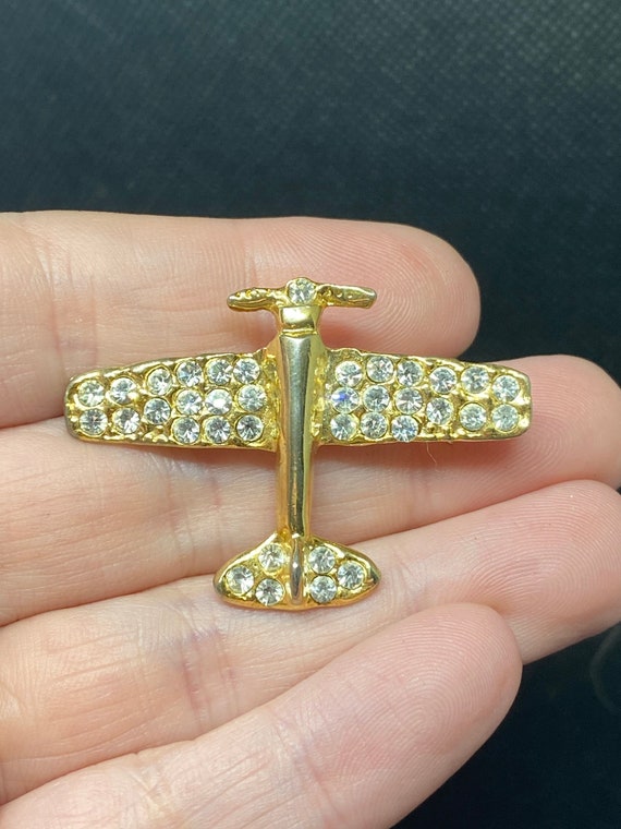 Vintage Travel Airplane Pin - Gem