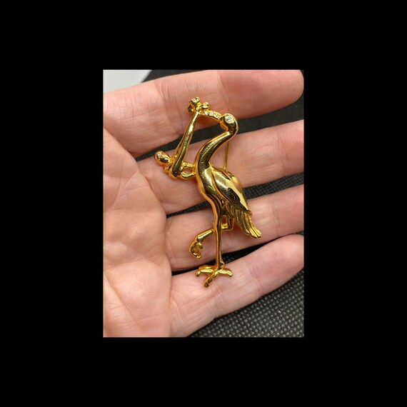 Vintage Stork Crane Holding Baby Pin - Etsy