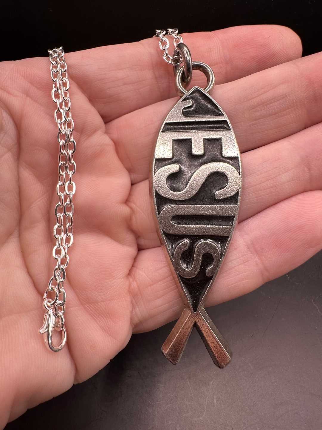 Vintage Jesus Fish Pendant Necklace - Etsy