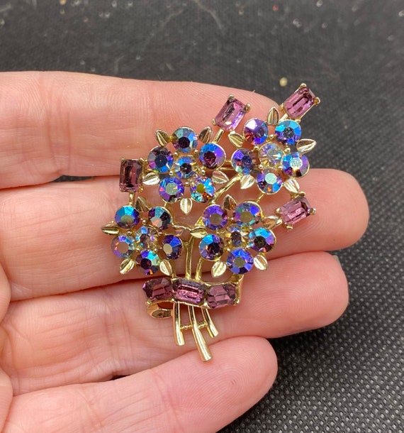 Vintage lisner flower rhinestone - Gem