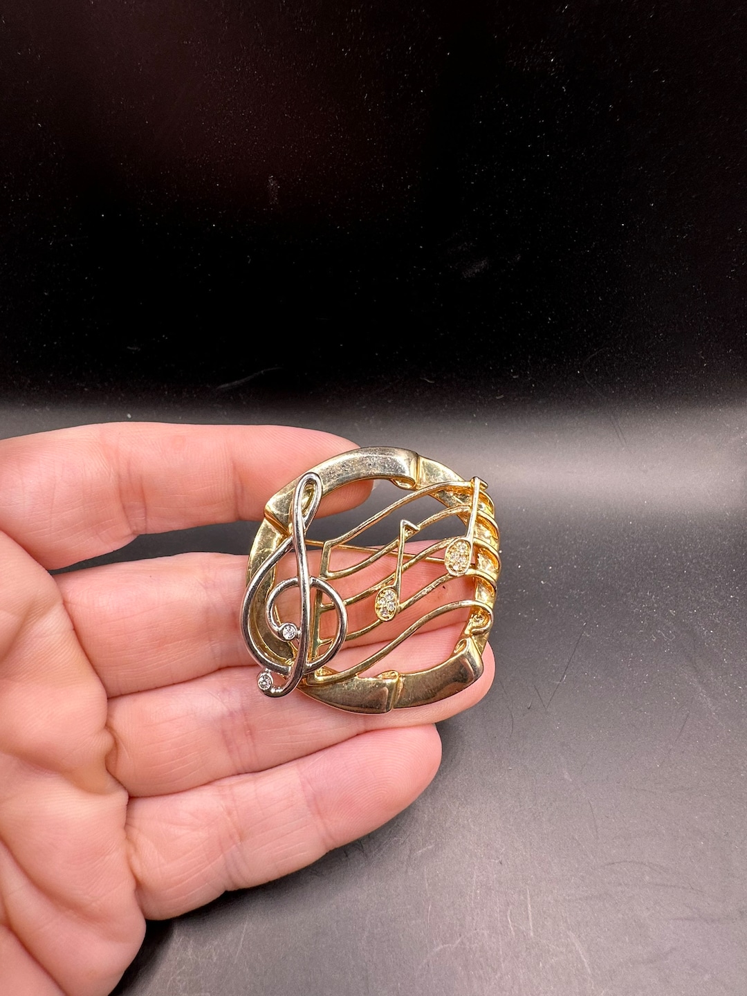 Vintage Music Notes Pin - Etsy