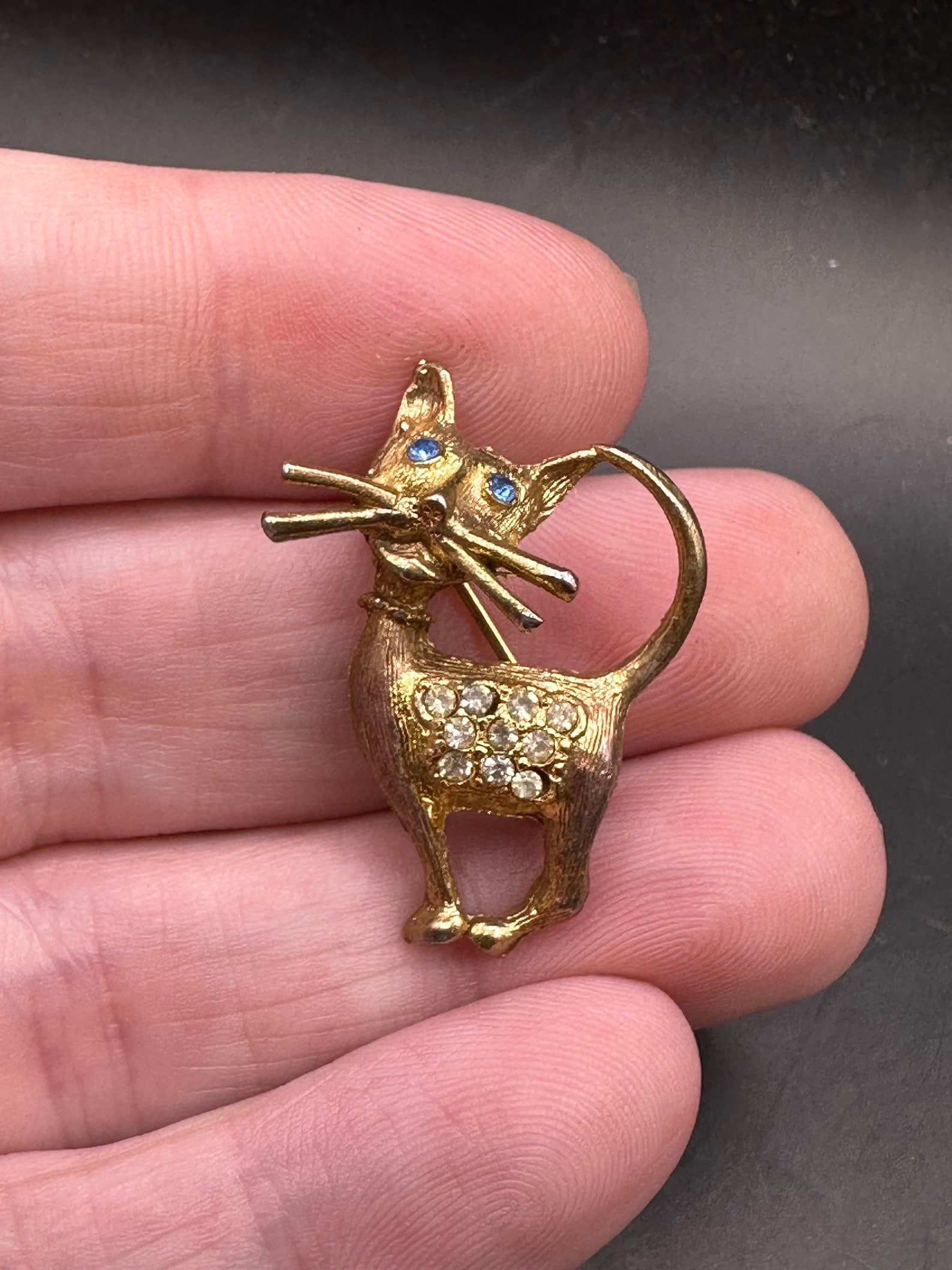 Vintage Mod Hip Mid-century Style Rhinestone Cat Pin - Etsy
