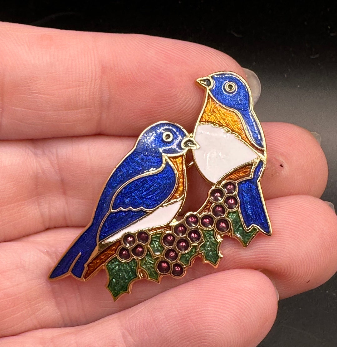 Vintage Enamel Bluebird Robin Swallow Bird Pin - Etsy