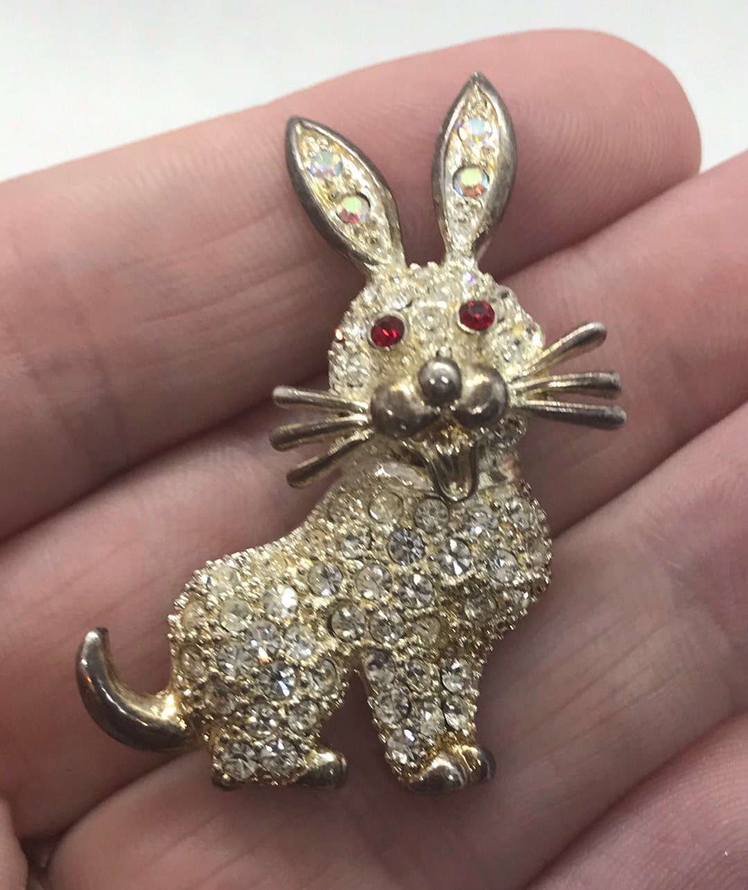 Vintage Easter Bunny Rabbit Pin in All Rhinestones - Etsy