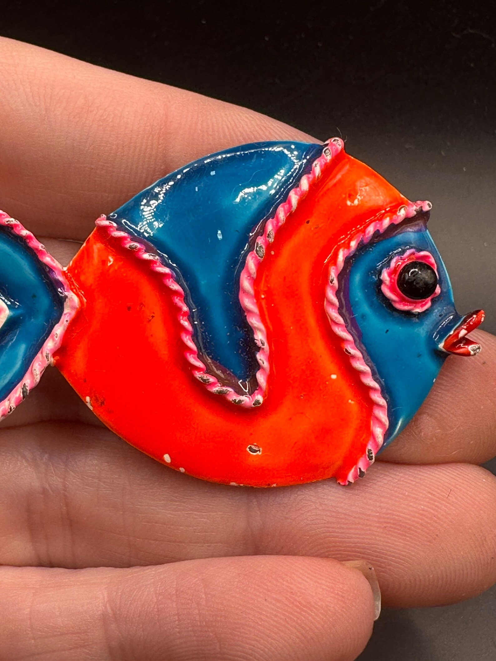 Vintage Enamel Fish Pin - Etsy