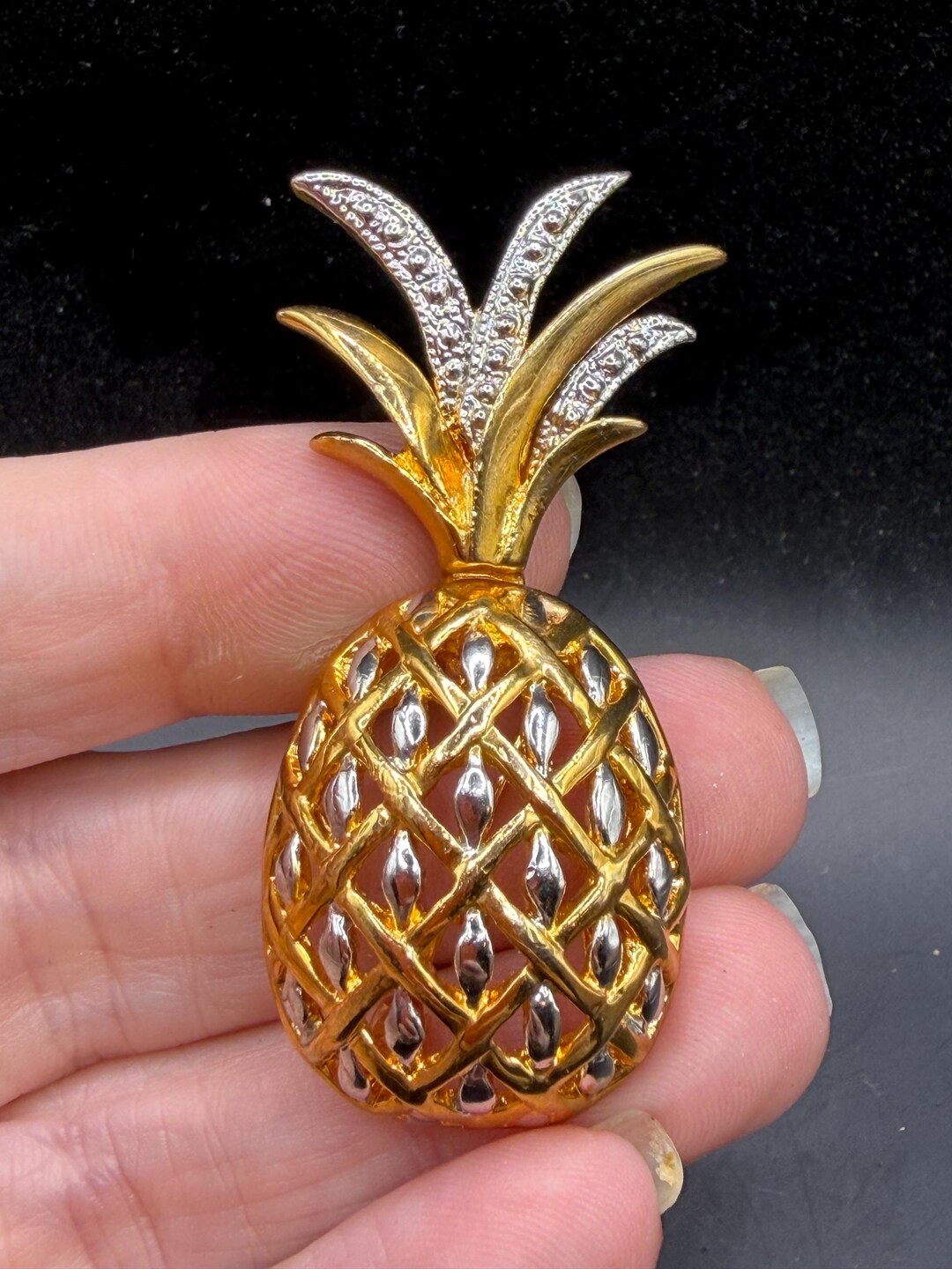Vintage Mixed Metal Pineapple Pin - Etsy