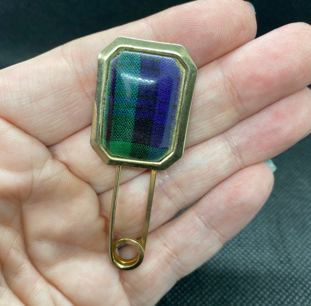 Vintage Safety Pin Shawl Pin Tartan Plaid Pin - Etsy