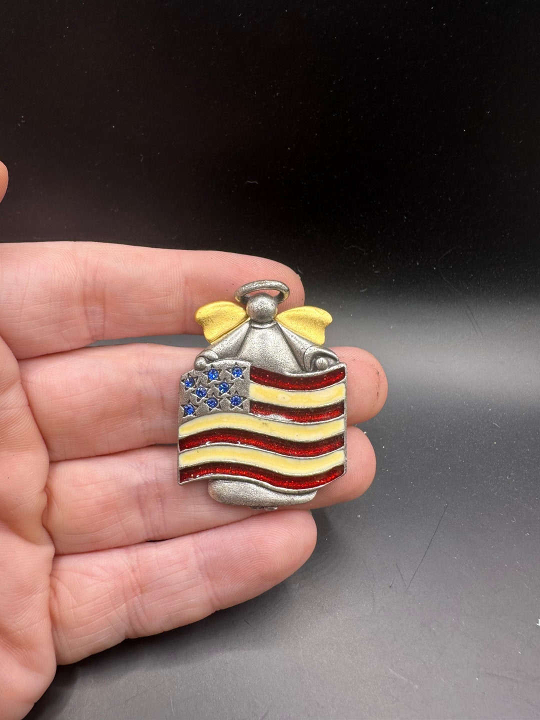 Vintage Patriotic American Flag Angel Pin - Etsy