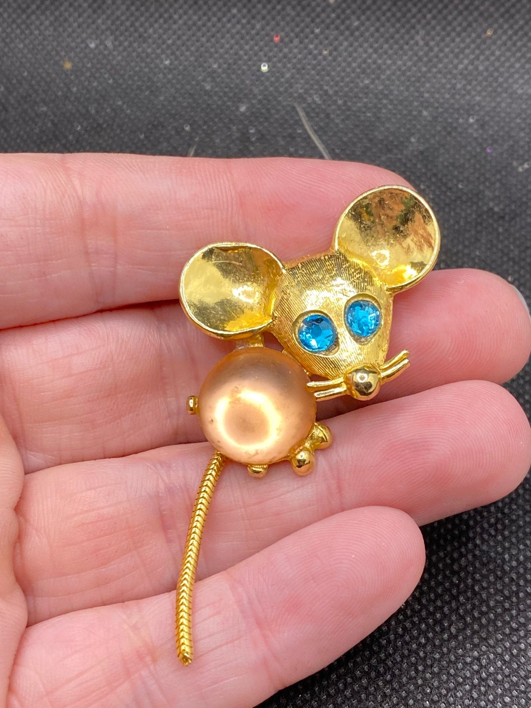 Vintage Mouse Pin With Jelly Belly Rhinestones - Etsy