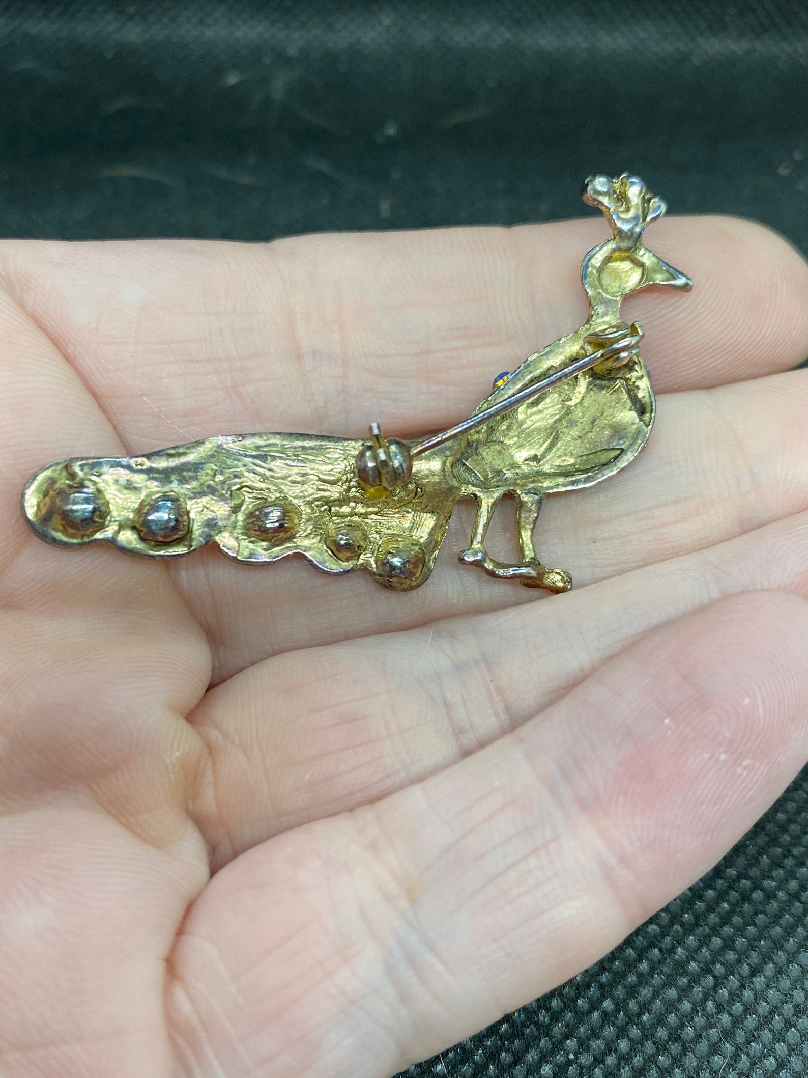 Vintage Peacock Pin With Rhinestones - Etsy