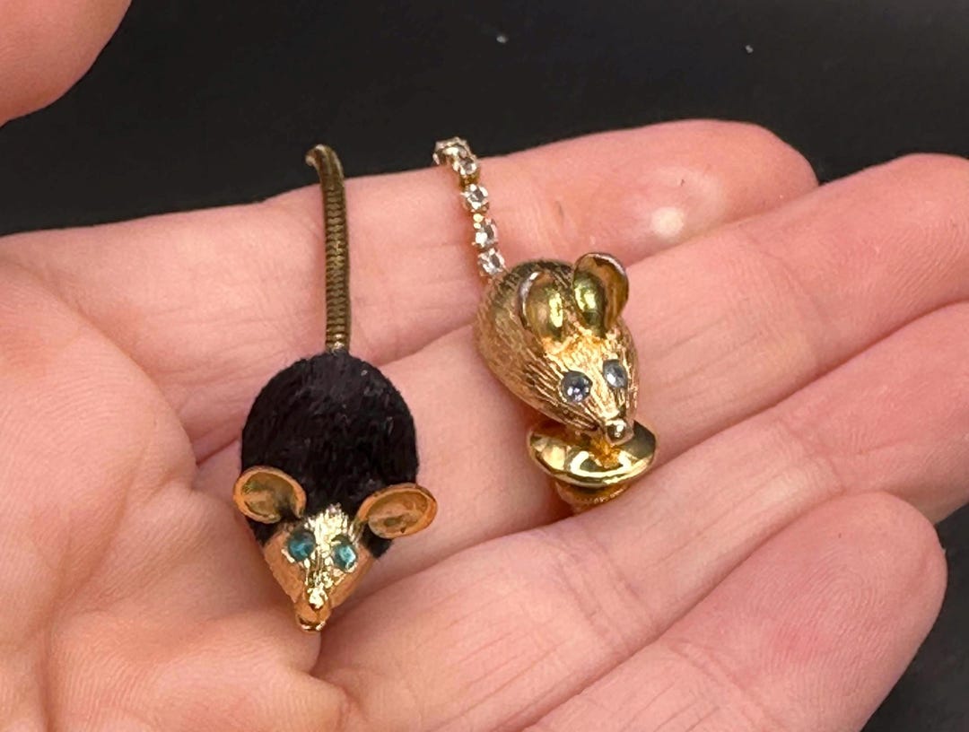Vintage Mice Pins With Flexible Tails - Etsy Australia