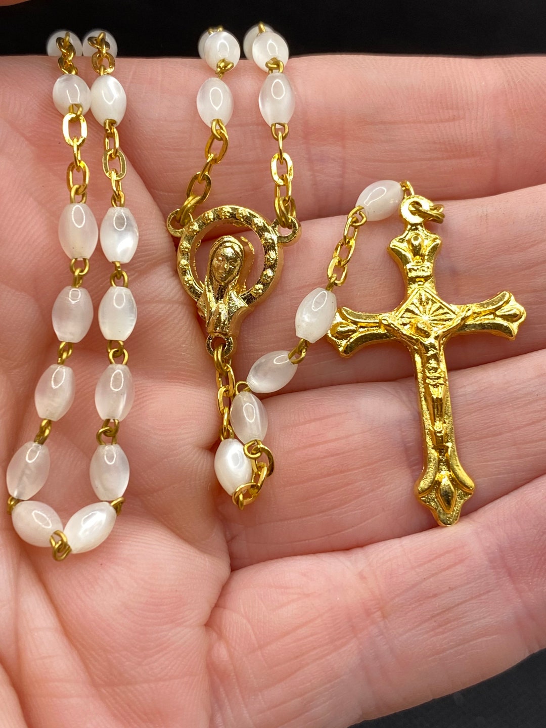 Vintage Rosary With Crucifix and Translucent Beads - Etsy