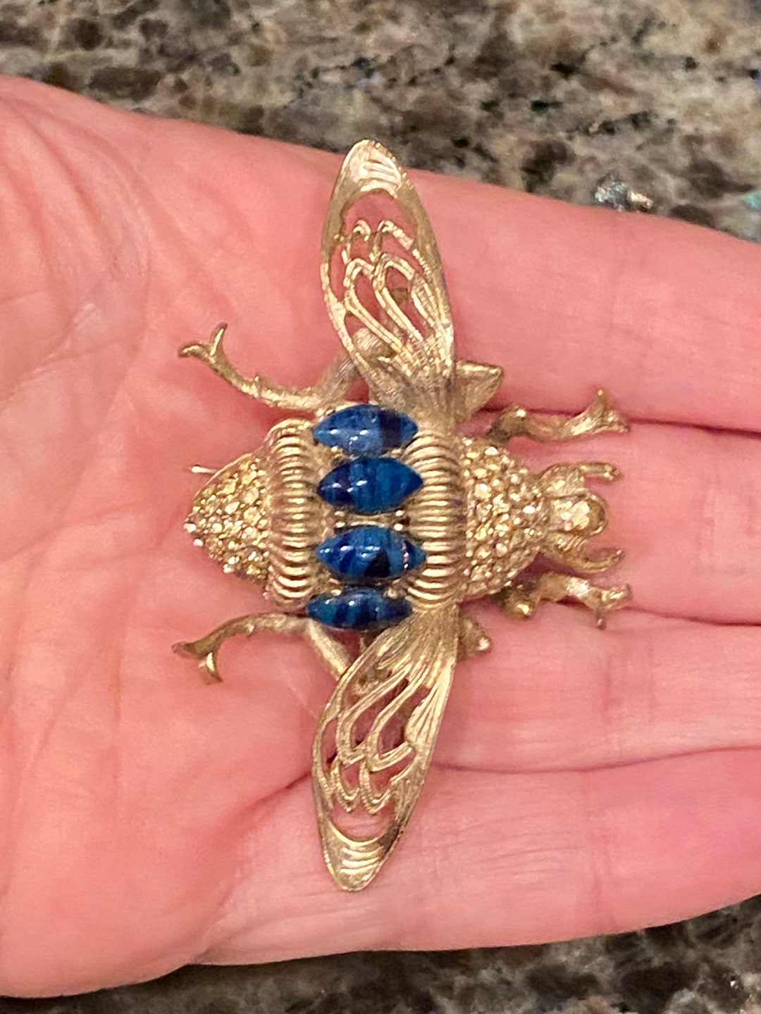 Vintage Les Bernard Bug, Bee, Fly and Rhinestone Pin Statement Piece - Etsy