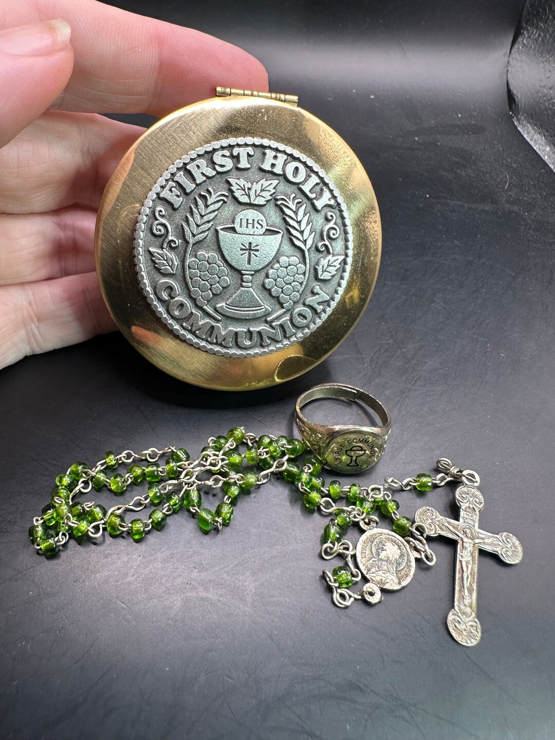 Vintage First Communion Set With Ring and Rosary - Etsy