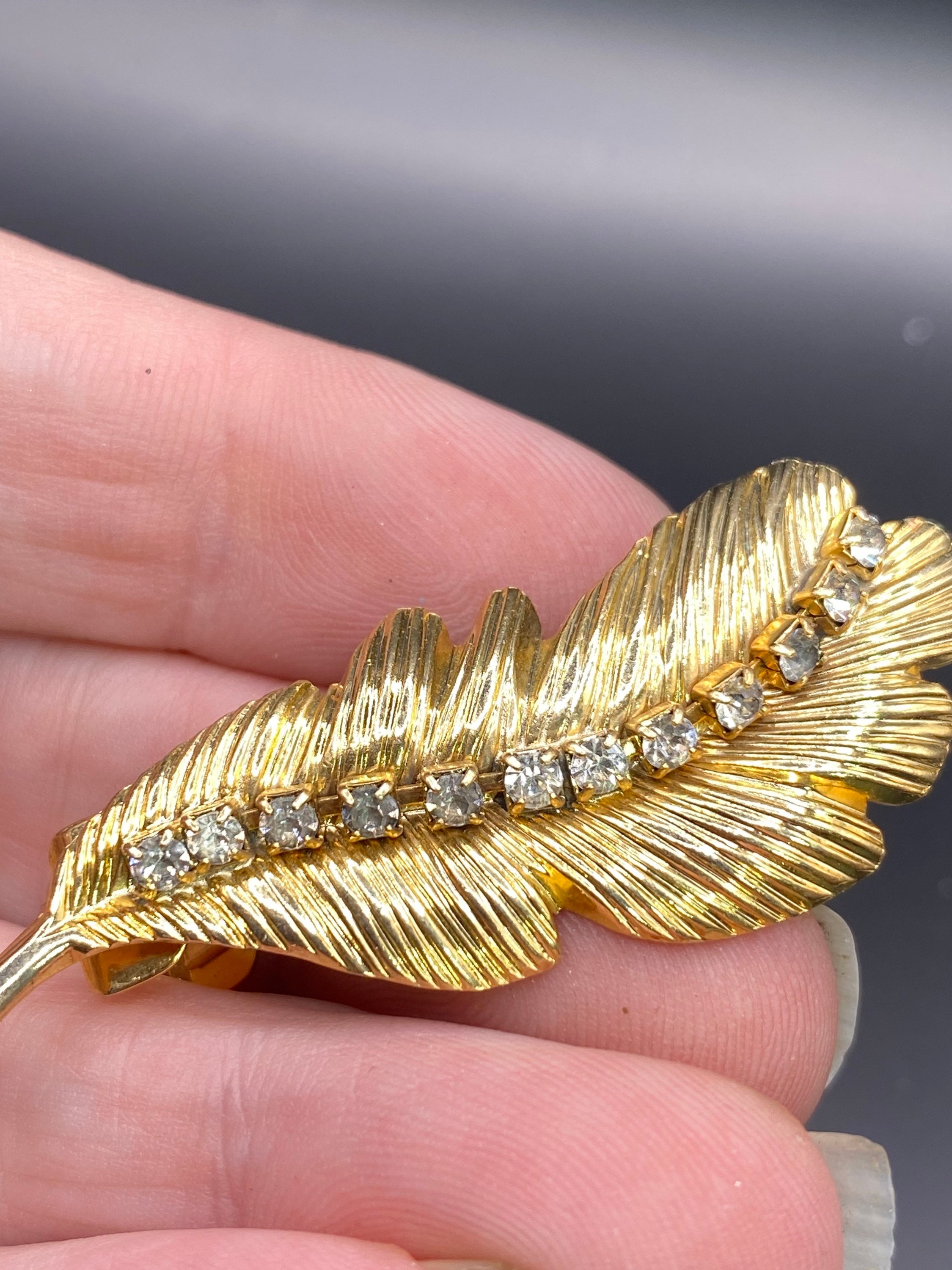 Vintage Rhinestone Feather Barrette for Hair - Etsy