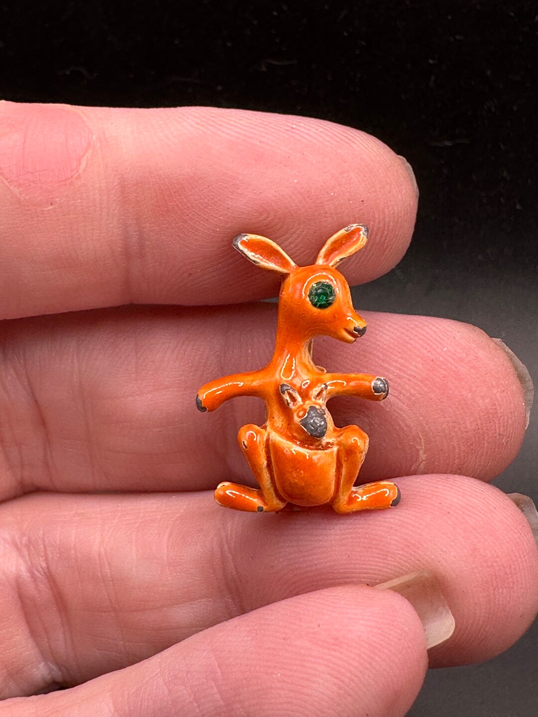 Vintage Enamel Kangaroo Pin With Rhinestones - Etsy