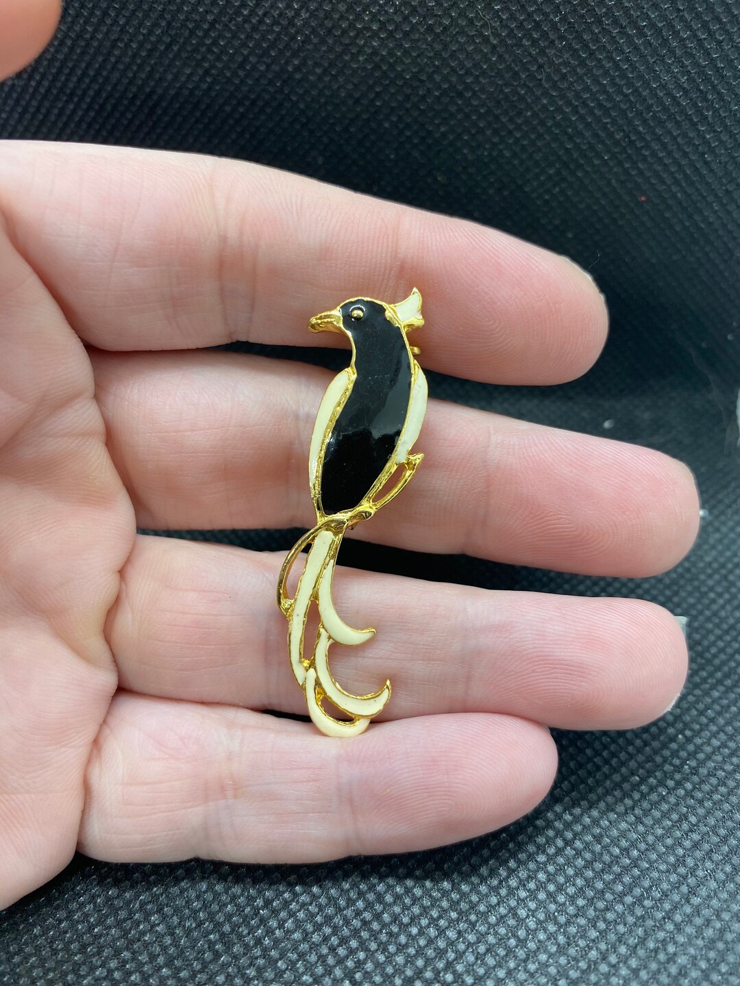 Vintage Enamel Bird Pin - Etsy