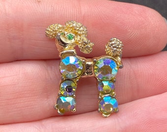 Vintage Bold Enamel Rhinestone Poodle Dog Pin Brooch Jewelry RL - Etsy