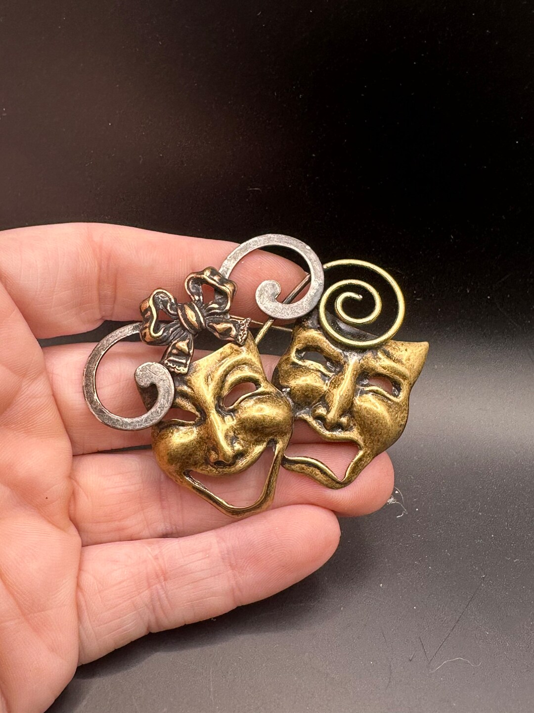 Vintage Theater Mask Comedy and Tragedy Pin - Etsy