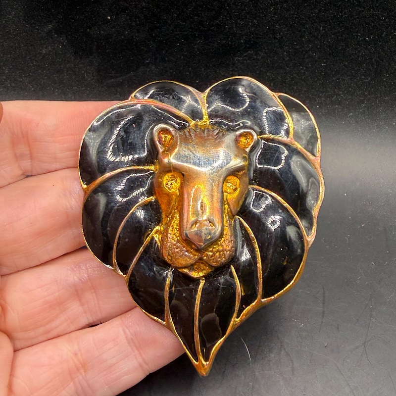 Vintage Rhinestone Lion Pin - Etsy
