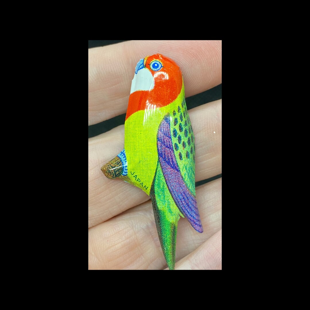 Vintage Parakeet Tin Pin From Japan - Etsy