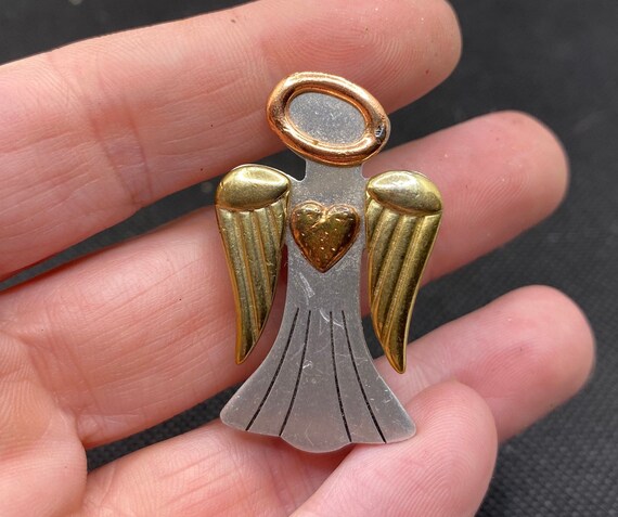 Vintage Mixed Metal Angel Pin or Pendant - Etsy