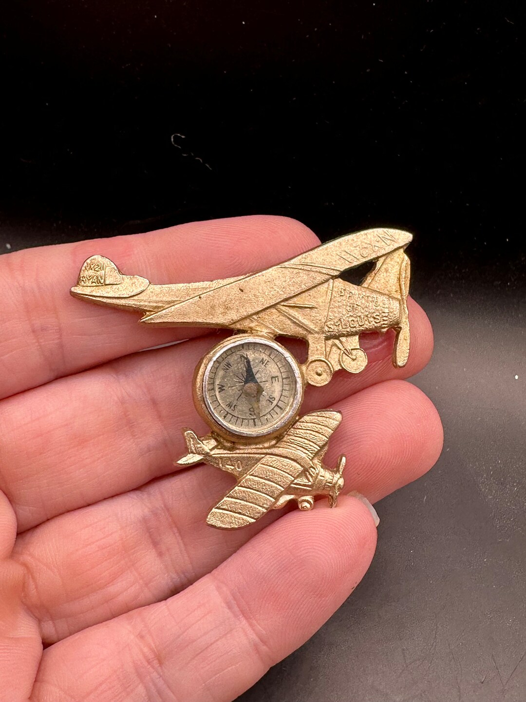 Vintage Sweetheart Airplane WWII Bomber Plane Pin With Compass - Etsy