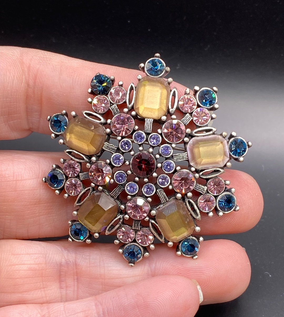 Vintage Royal Renaissance Circle Style Rhinestone Pin - Etsy