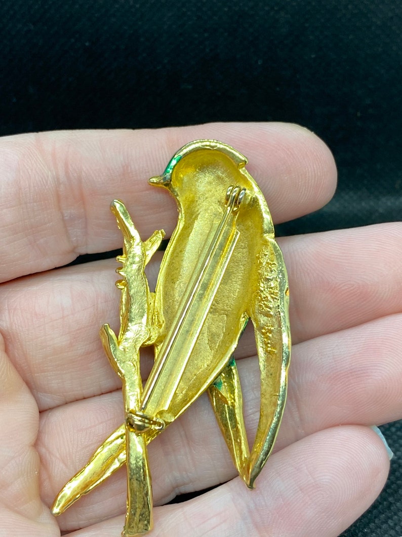 Vintage Bird Starling Robin Swallow Pin in Enamel - Etsy