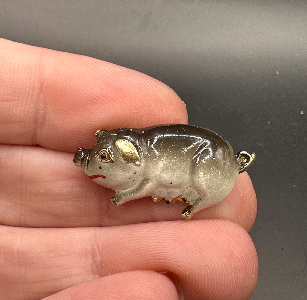 Vintage Enamel Pig Pin From Korea - Etsy