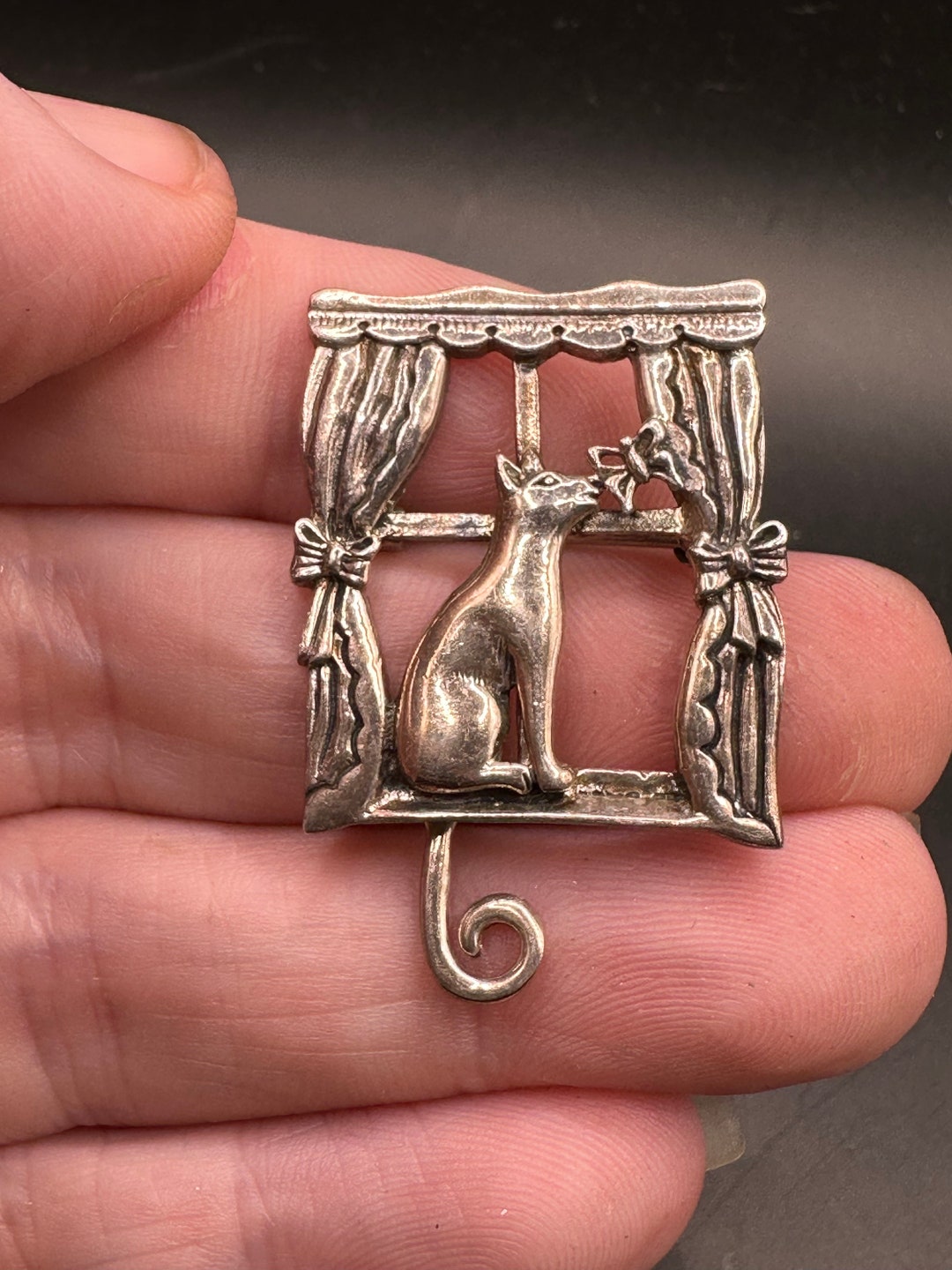 Vintage Cat in Window Pin With Moving Tail - Etsy