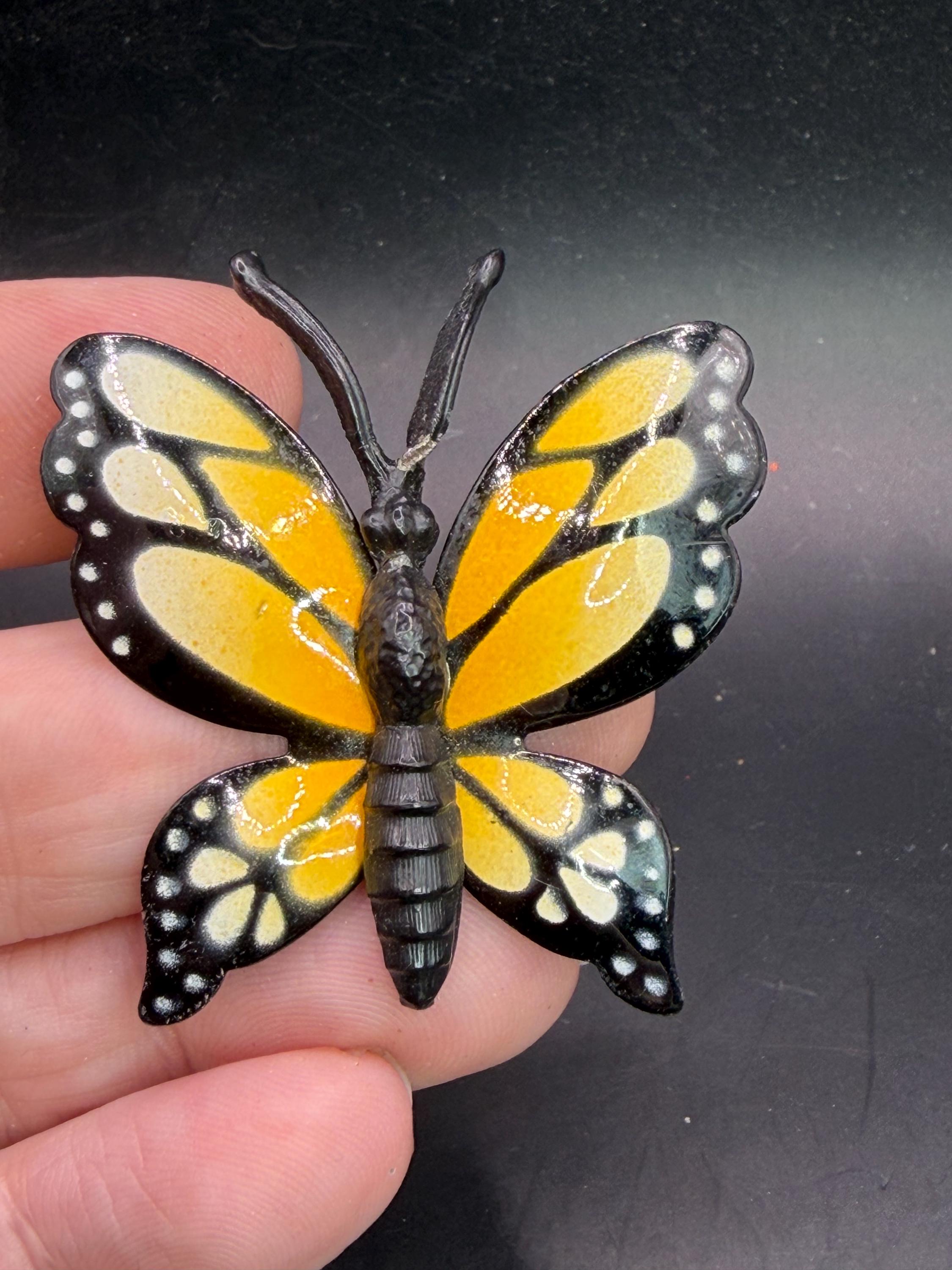 Vintage Enamel Monarch Butterfly Pin - Etsy