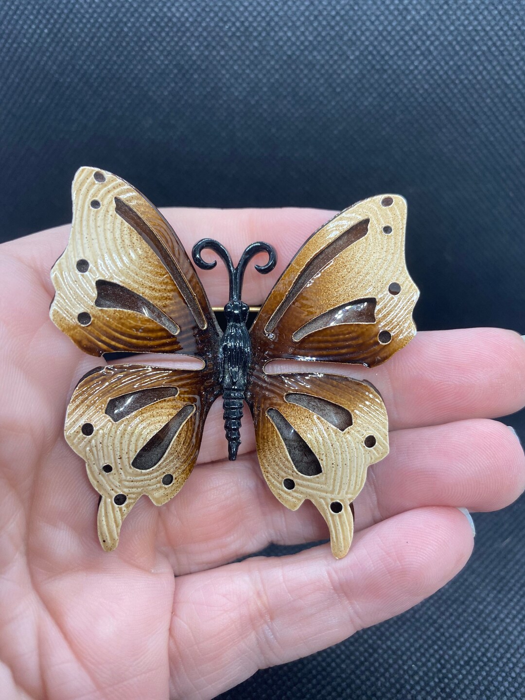 Vintage Metal Double Wing Butterfly Pin - Etsy