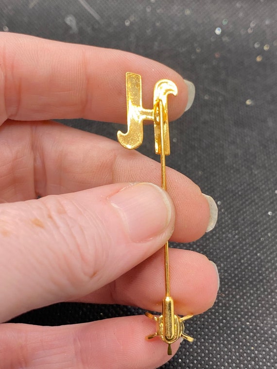Vintage Letter H Initial Stick Pin - Gem