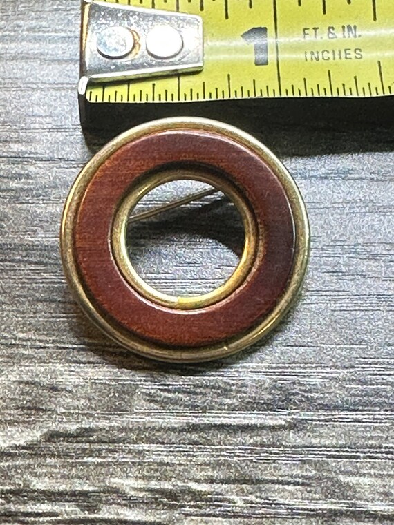 Vintage Circle Modernist Pin Wooden Center - Gem