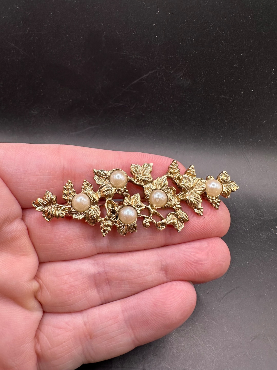 Vintage Faux Pearl Grape Vine Cluster Pin - Etsy