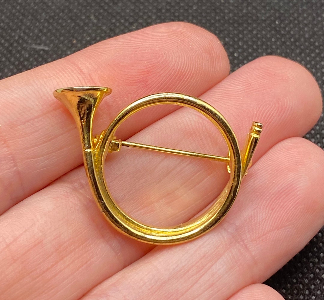 Vintage French Horn Pin - Etsy