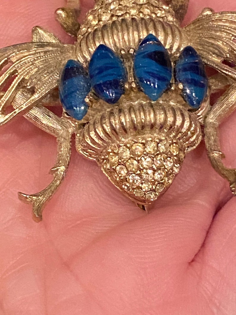 Vintage Les Bernard Bug Bee Fly and Rhinestone Pin Statement - Etsy