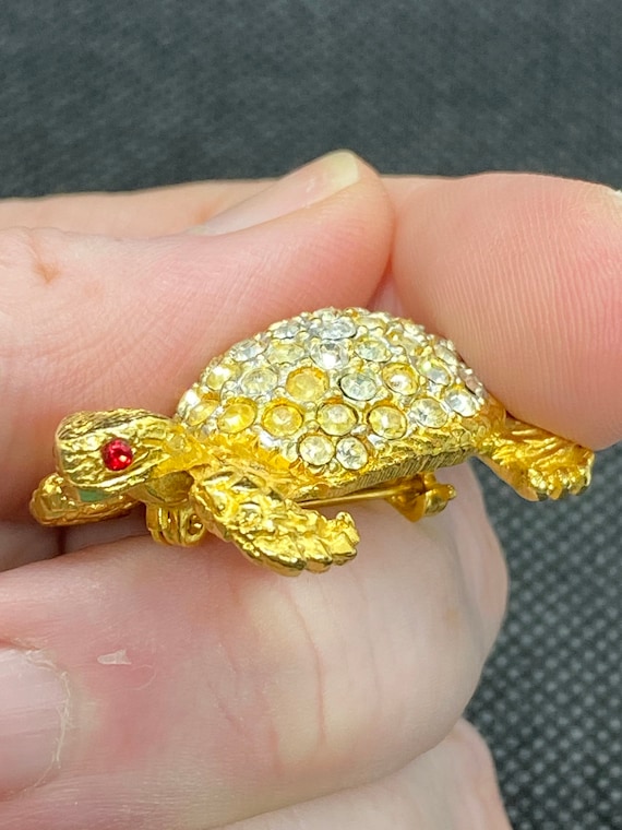 Vintage Rhinestone Turtle Pin | Etsy