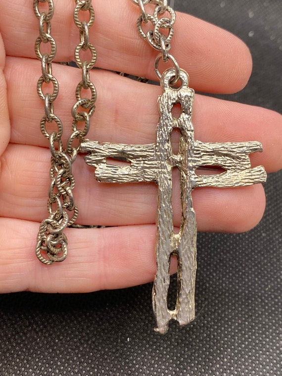 Vintage Rustic Large Cross Necklace - Gem